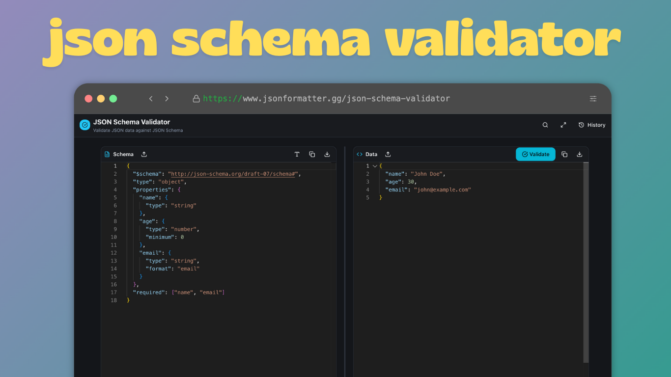 JSON Schema Validator Online | JSON Formatter